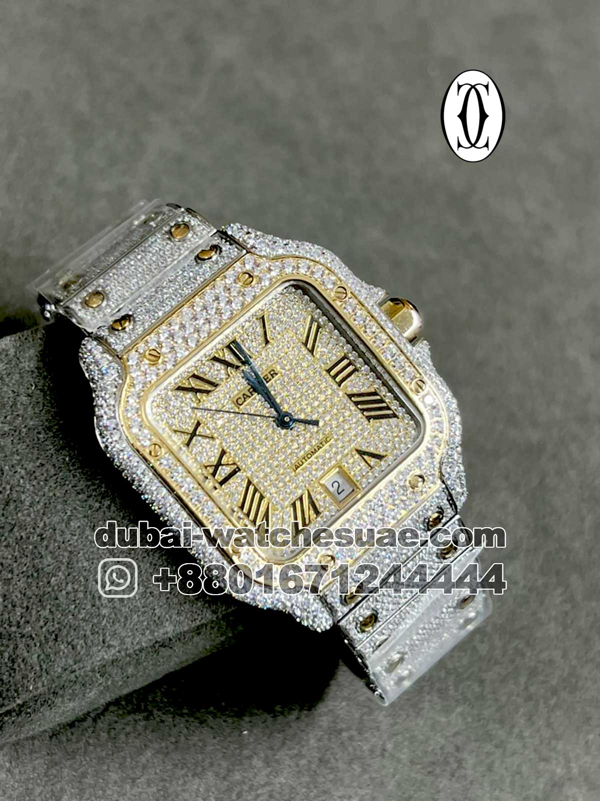 Cartier Santos Iced Out 40 mm Diamond Gold – Watches